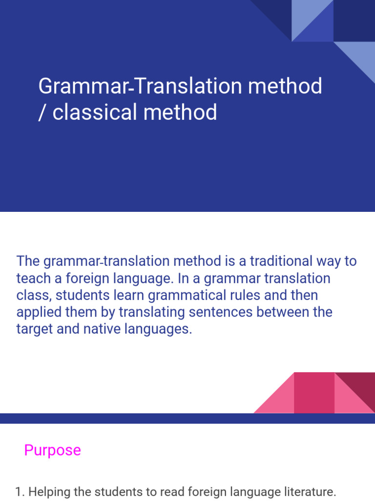 Grammar Translation Method / Classical Method | PDF