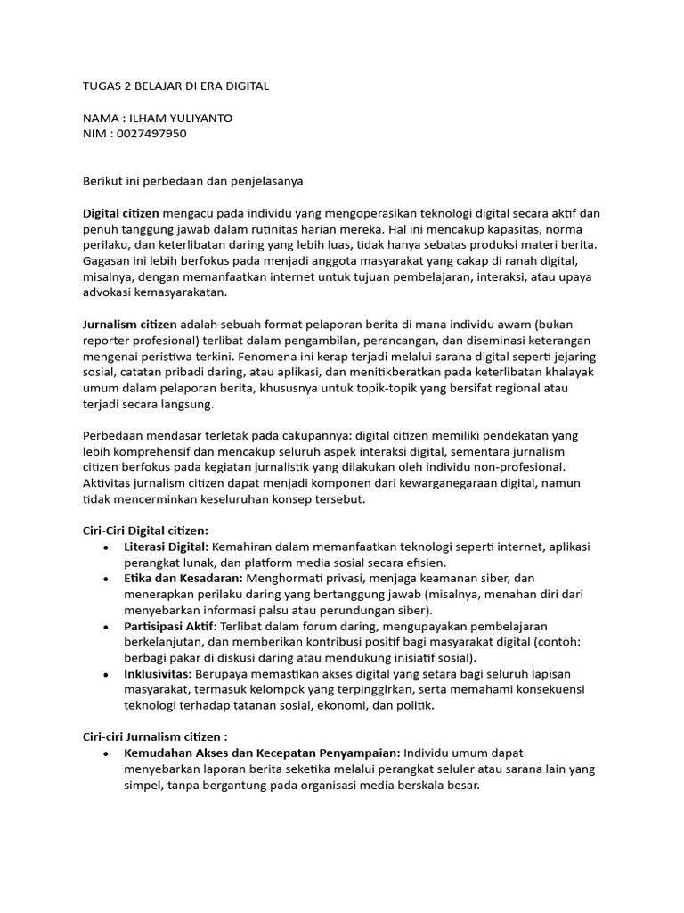 Perbedaan Digital Citizen dan Citizen Journalism | PDF