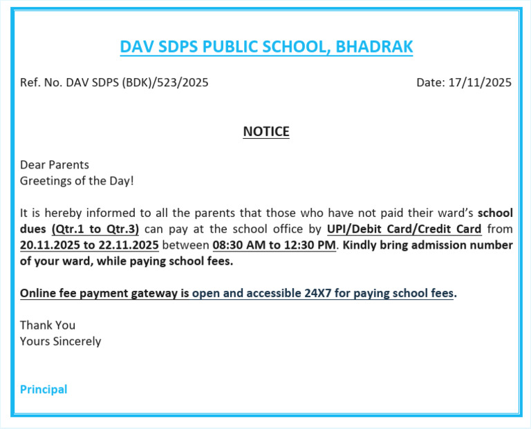 Fee Notice 1 | PDF