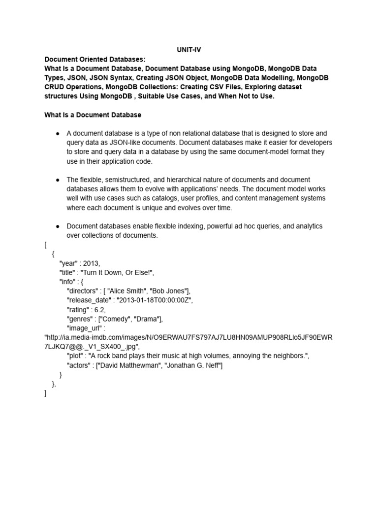 Unit Iv | PDF | Comma Separated Values | Json