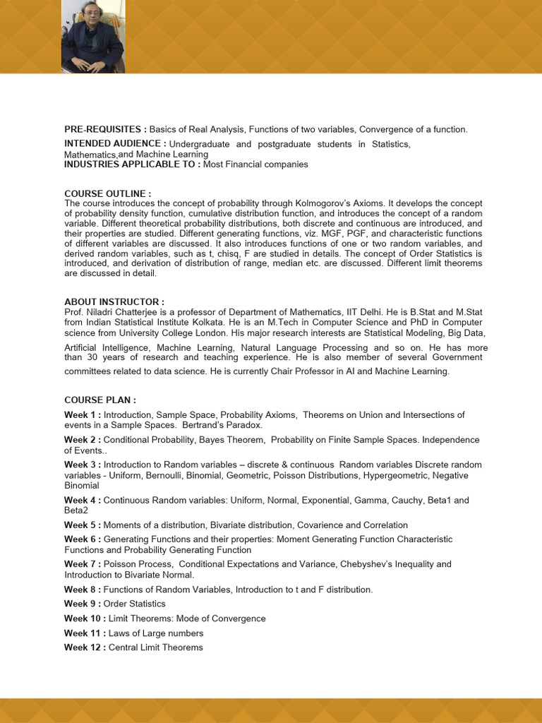 KCS 101 day wise syllabus and schedule | PDF | Probability Distribution | Random Variable