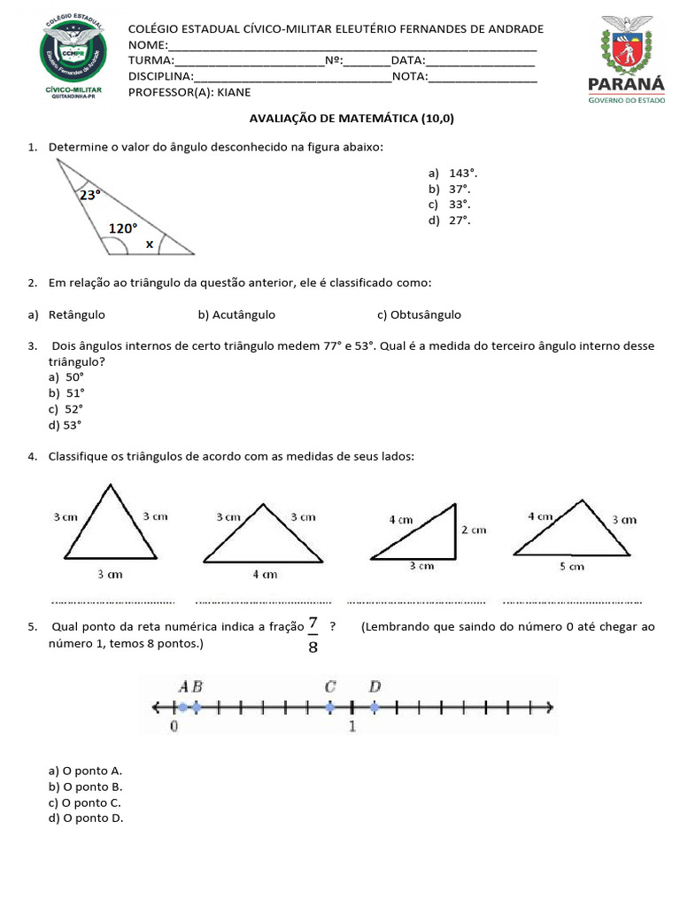 AV 1 - 3 TRIM | PDF | Triângulo | Raiz quadrada