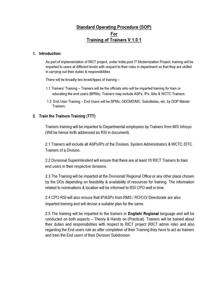 SOP _ Training | PDF | Computing | Software