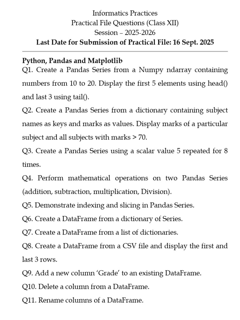 Python-SQL Practical Questions For PF 20205 | PDF | Computer Programming
