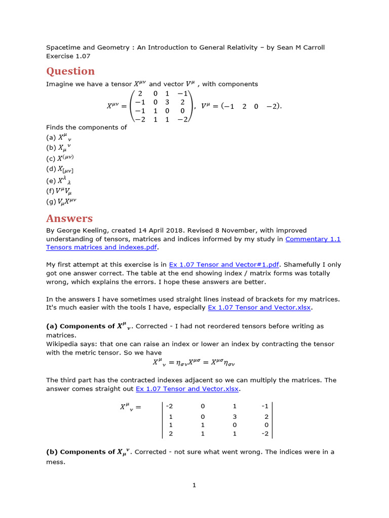 Tensor and Vector Exercises Explained | PDF | Tensor | Matrix (Mathematics)