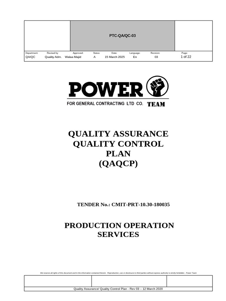 Quality Assurance Quality Control Plan | PDF | Quality Assurance ...