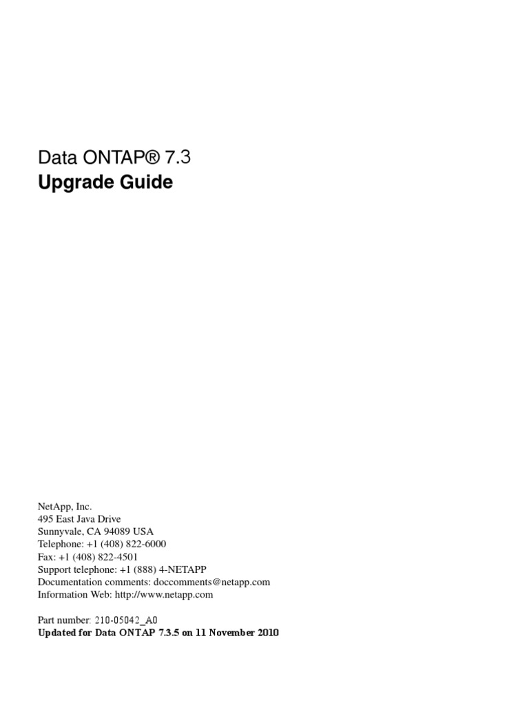 NetApp OnTap 7.3 Upgrade Guide | PDF