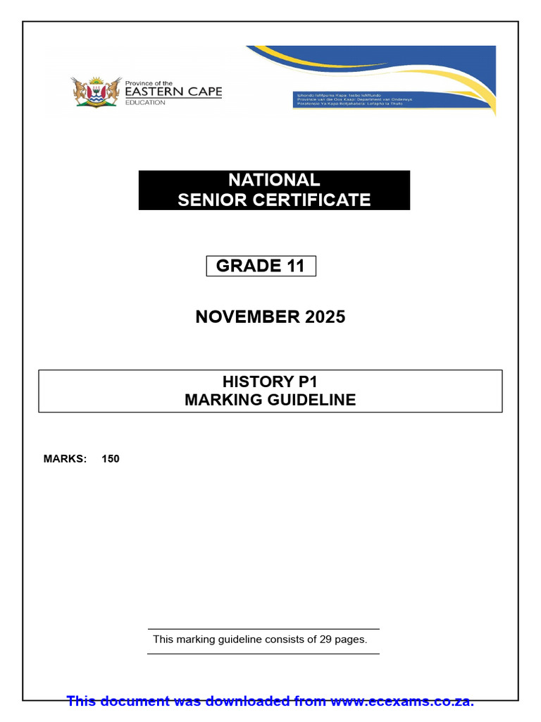 Grade 11 History P1 Marking Guide | PDF | New Deal | Unemployment