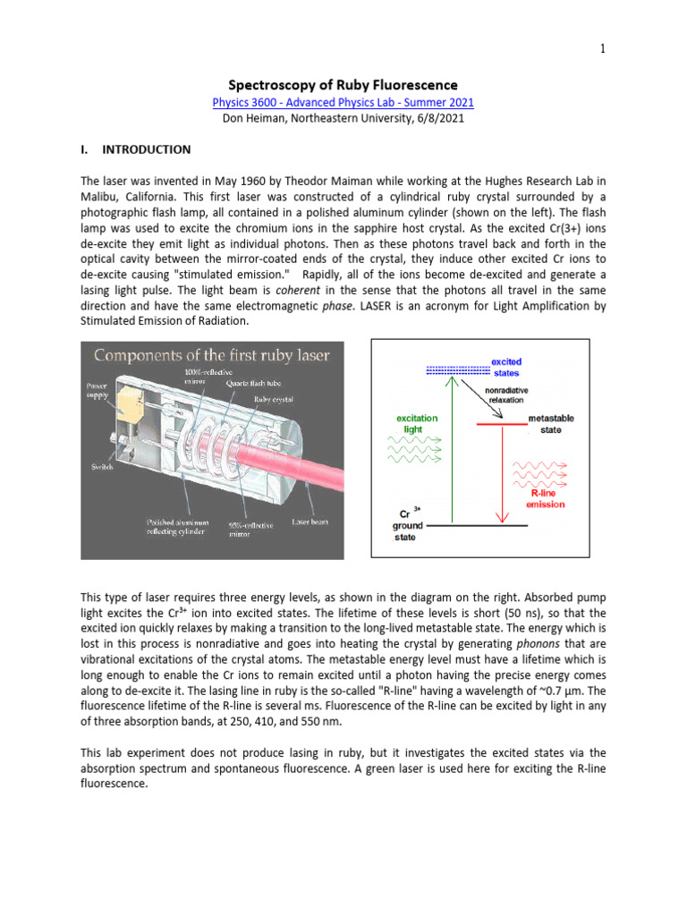 Exp 1 Ruby Manual | PDF | Laser | Color