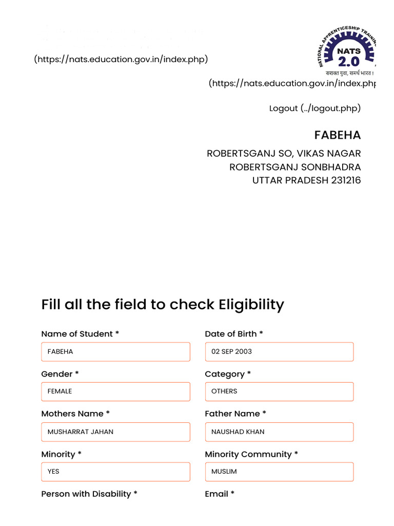 Student Eligibility Check Form | PDF