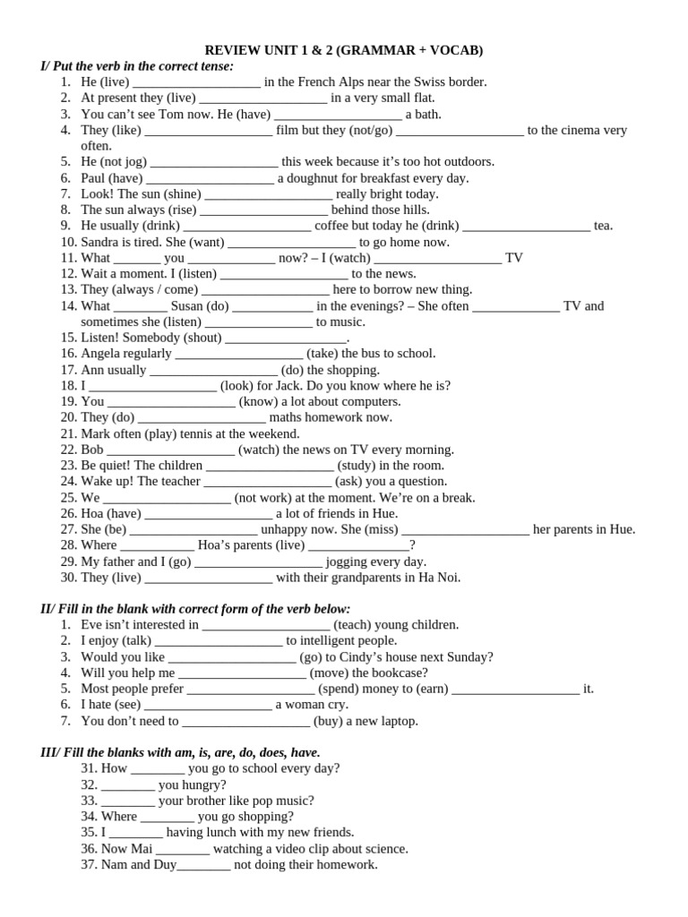 Review Unit 12 | PDF