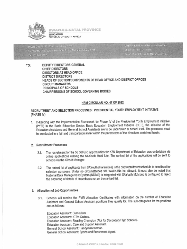 Hrm Circular No. 47 of 2022_recruitment and Selection Processes_pyei Phase IV | PDF