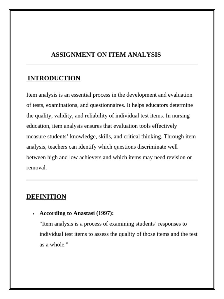 Item Analysis in Nursing Education | PDF | Validity (Statistics ...
