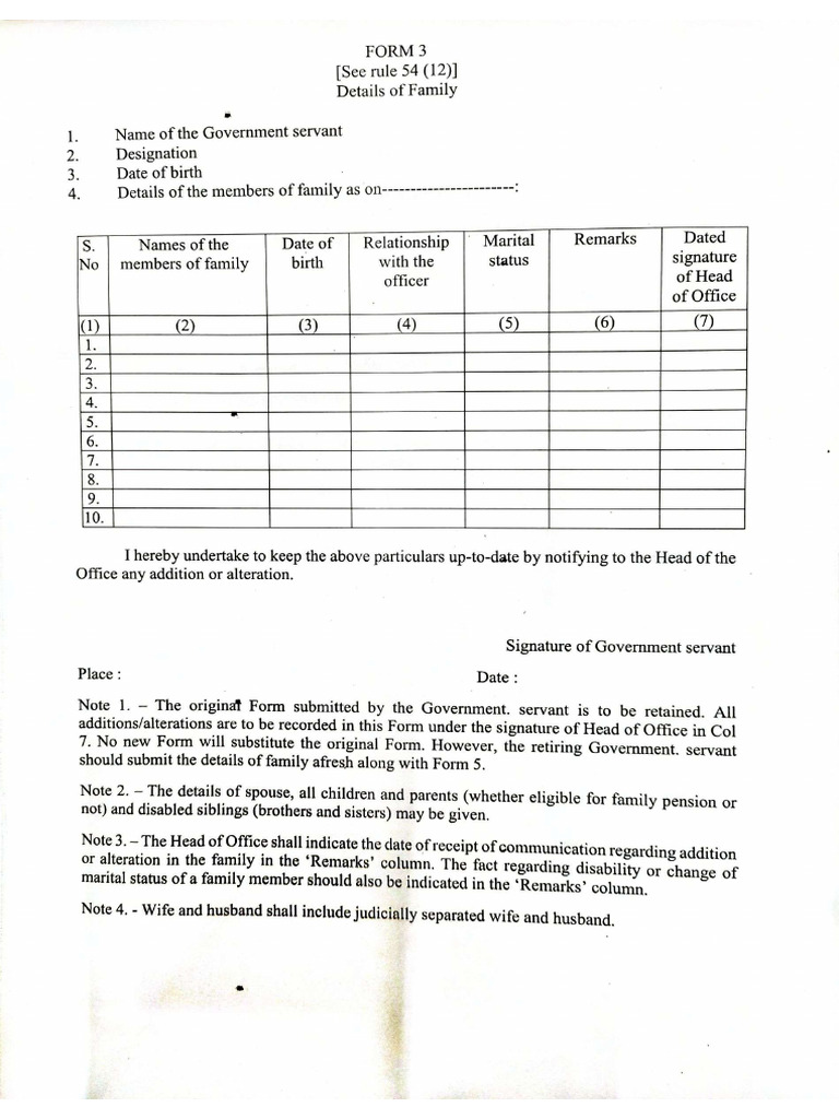 Family Details Form 3 | PDF