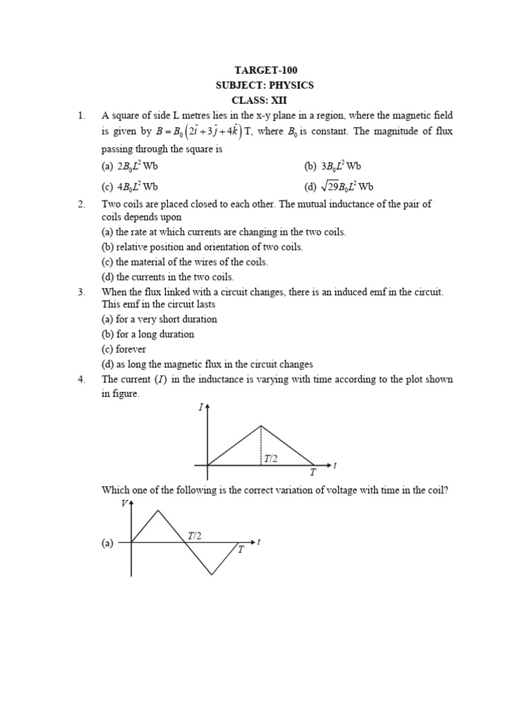Physics Class XII: Magnetic Induction Concepts | PDF | Electromagnetic ...