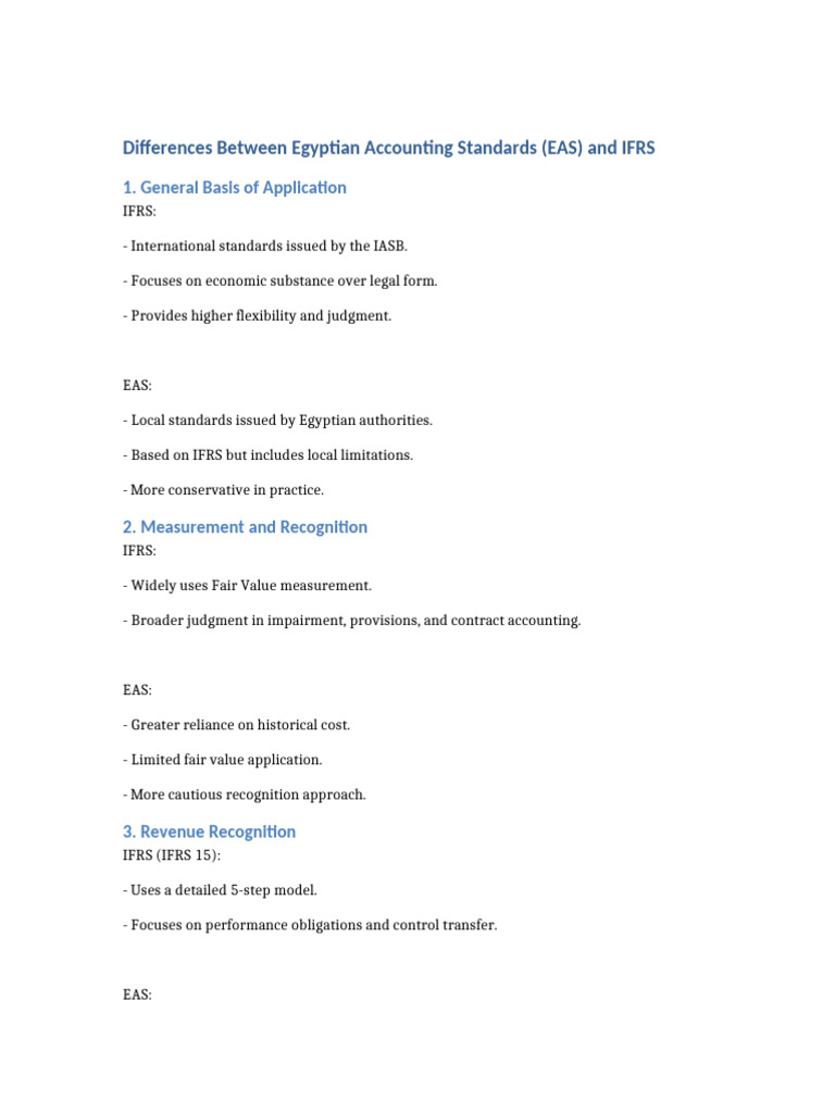 EAS vs IFRS: Key Accounting Differences | PDF