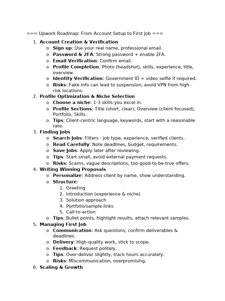 Upwork First Job Roadmap | PDF | Computing