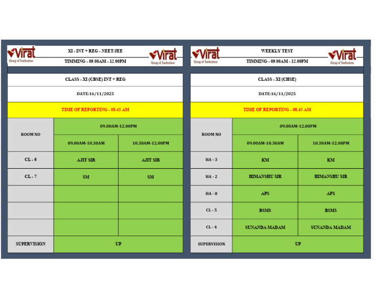 Invigilator Duty DT-16.11.25 | PDF