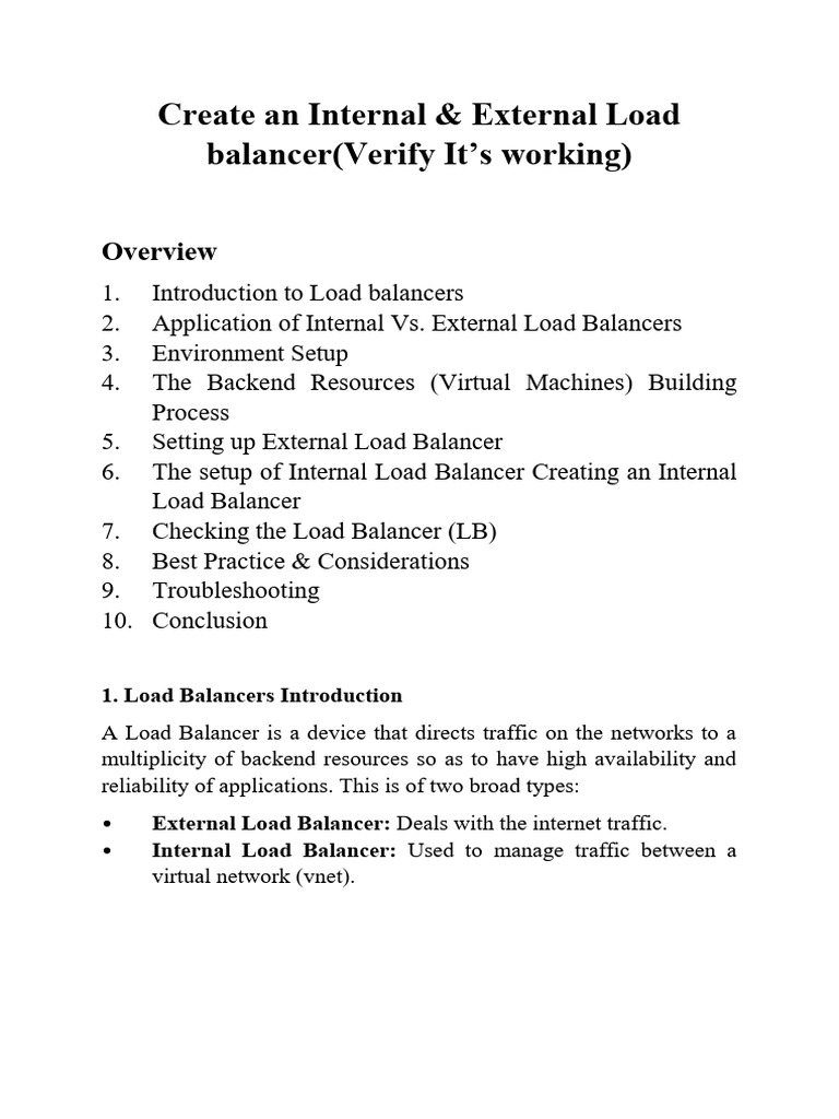 Create An Internal & External Load Balancer (Verify It's Working) | PDF ...