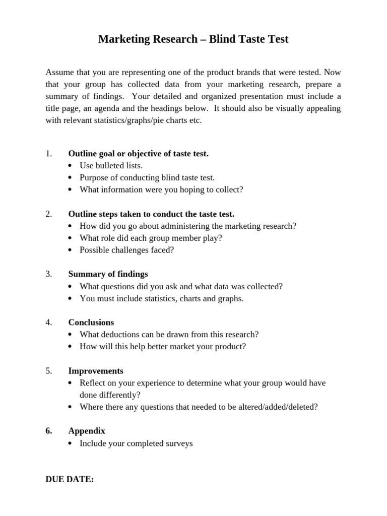 Blind Taste Test Marketing Findings | PDF | Information | Thought
