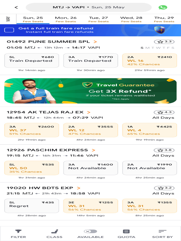 Mathura Jn (MTJ) - Vapi (VAPI) - 25 May Trains Ixigo | PDF