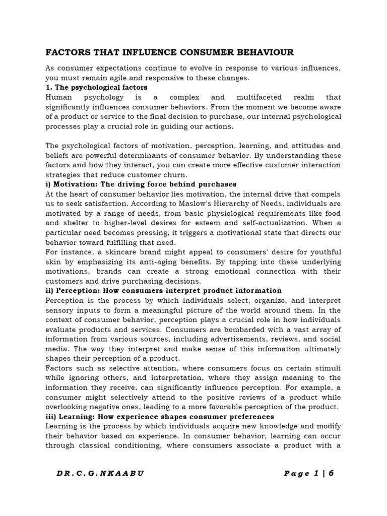 Key Factors Influencing Consumer Behavior | PDF | Consumer Behaviour ...