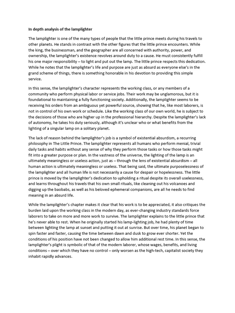 In Depth Analysis of The Lamplighter | PDF