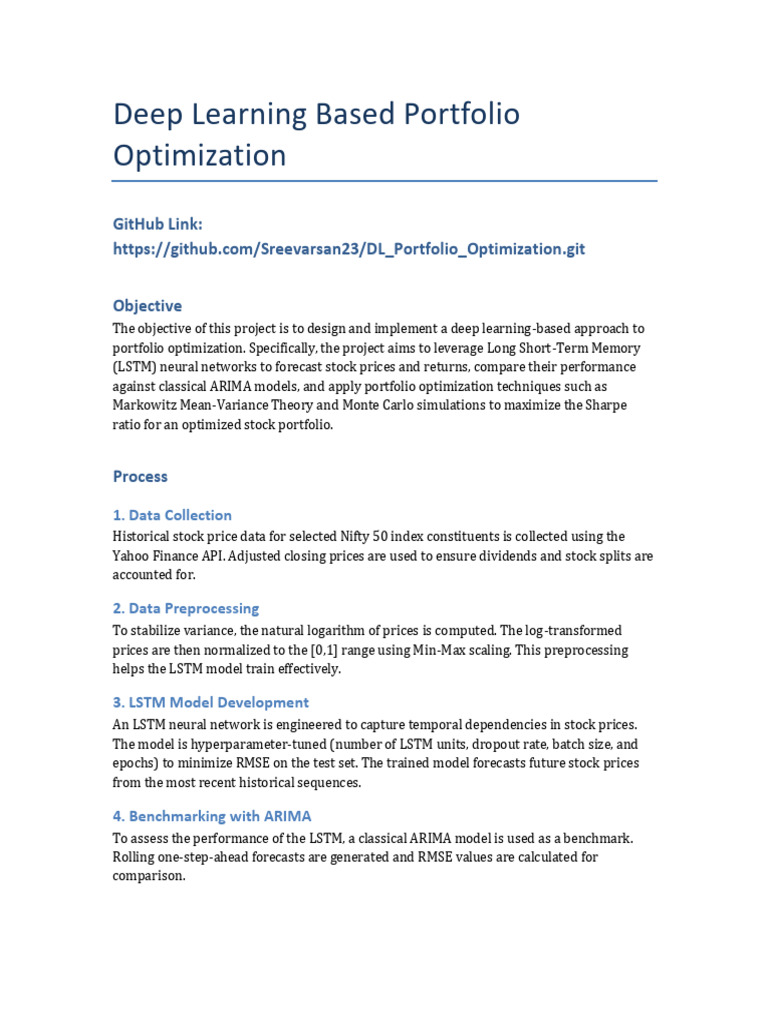Deep Learning Based Portfolio Optimization (1) | PDF | Modern Portfolio ...