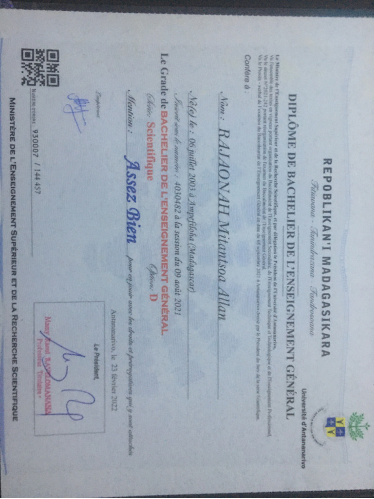 Diplome Mitsoa | PDF