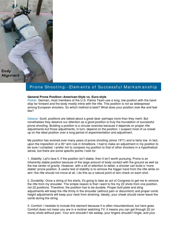 Prone Shooting - Elements of Successful Marksmanship: General Prone ...