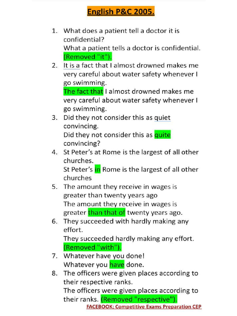 English P&C #Sentence Corrections 2001-2020 | PDF