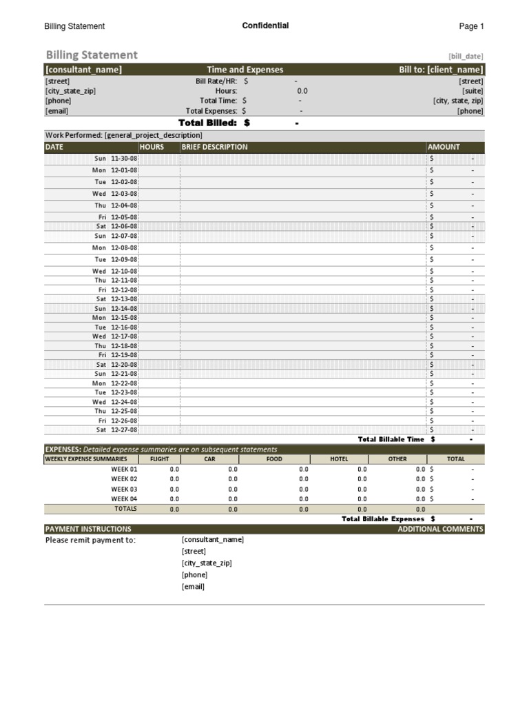 Detailed Billing Statement Template | PDF | Business | Finance & Money ...