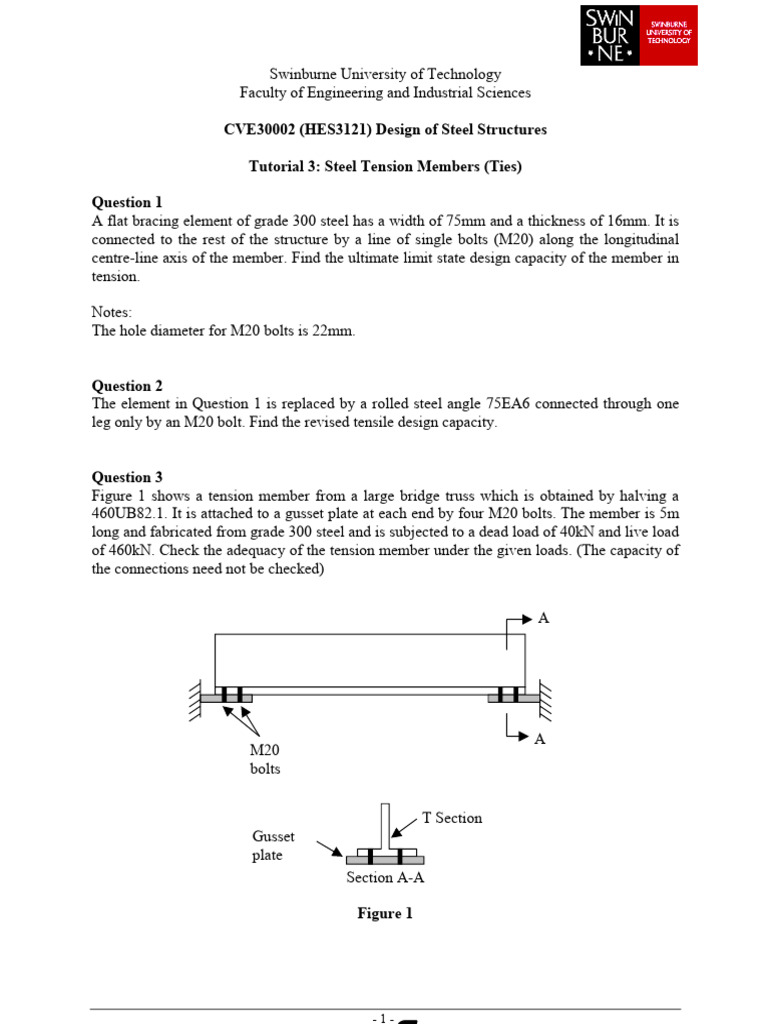 Steel Tension Members Design Tutorial | PDF | Tension (Physics) | Screw