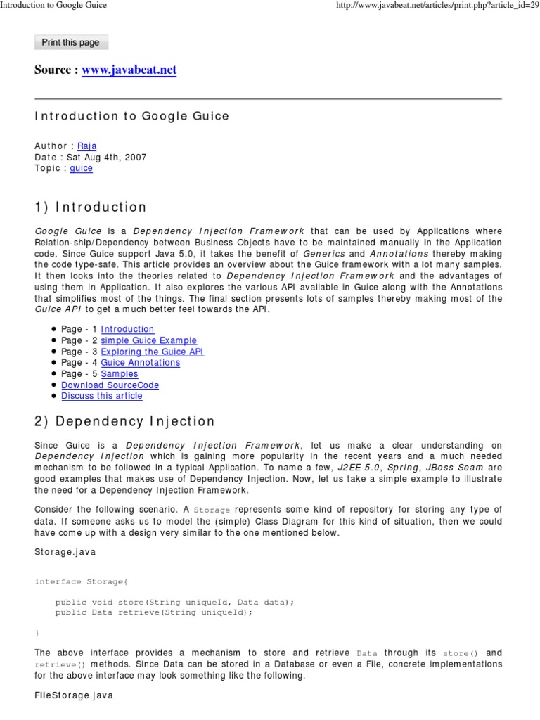 Introduction To Google Guice | PDF | Application Programming Interface | Class (Computer ...