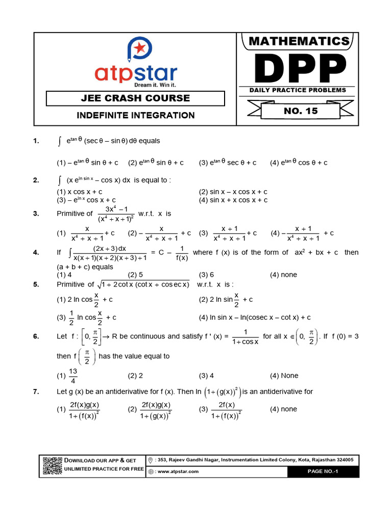 15.indefinite Integration | PDF | Discrete Mathematics | Number Theory