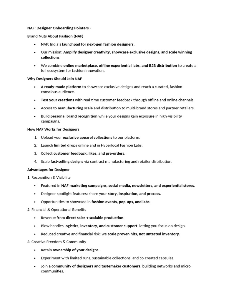 Designer Onboarding Pointers | PDF | Retail | Brand