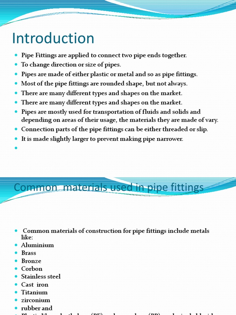 Pipe Fittings | PDF | Tap (Valve) | Pipe (Fluid Conveyance)