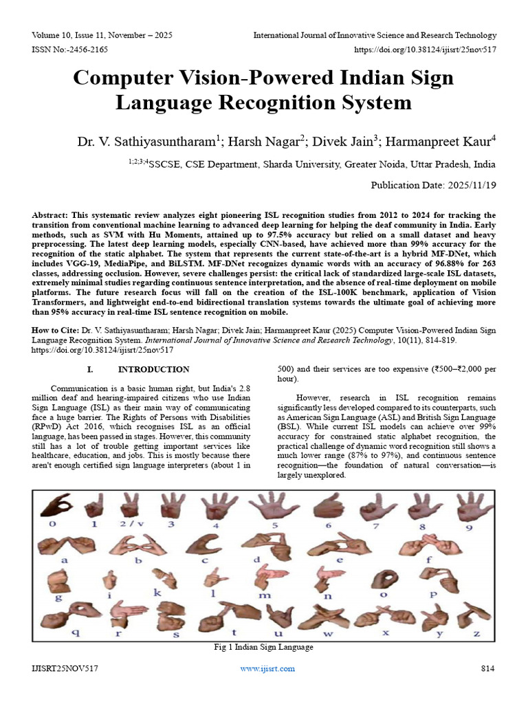 Indian Sign Language Recognition System | PDF | Eigenvalues And ...