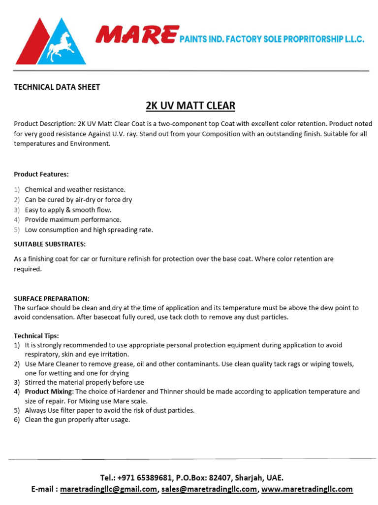 2k Uv Matt Clear | PDF | Ultraviolet | Textiles