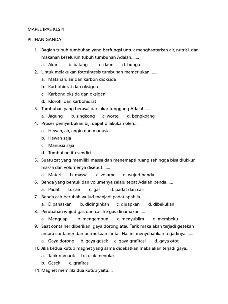 Mapel Ipas Kls 4 | PDF