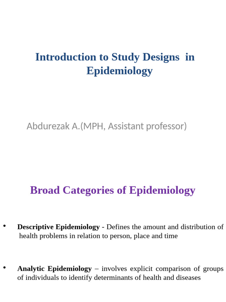 Epidemiology MPH 2024 Study Design | PDF | Epidemiology | Cohort Study