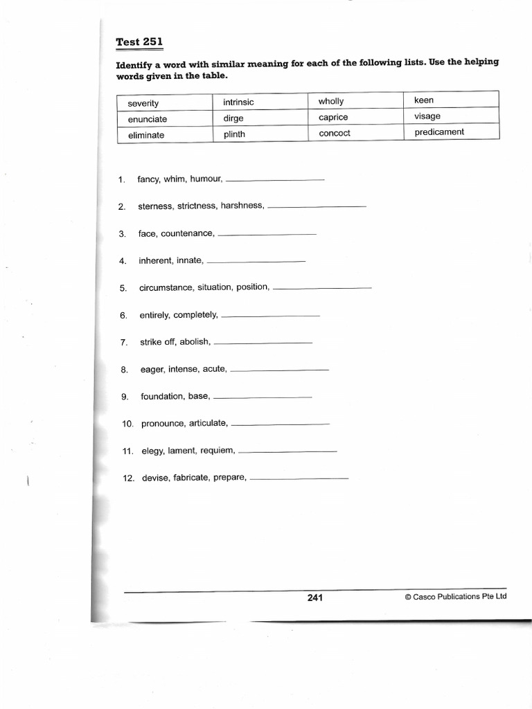 English o Level Synonyms Test | PDF
