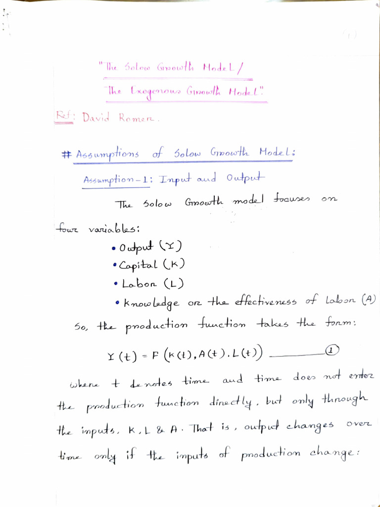 The Solow Growth Model Handout | PDF