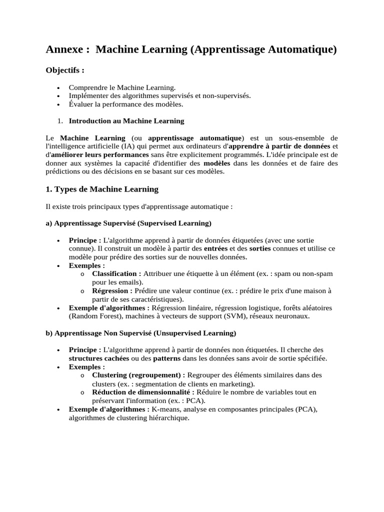 Annexe ML | PDF | Apprentissage automatique | Analyse de régression