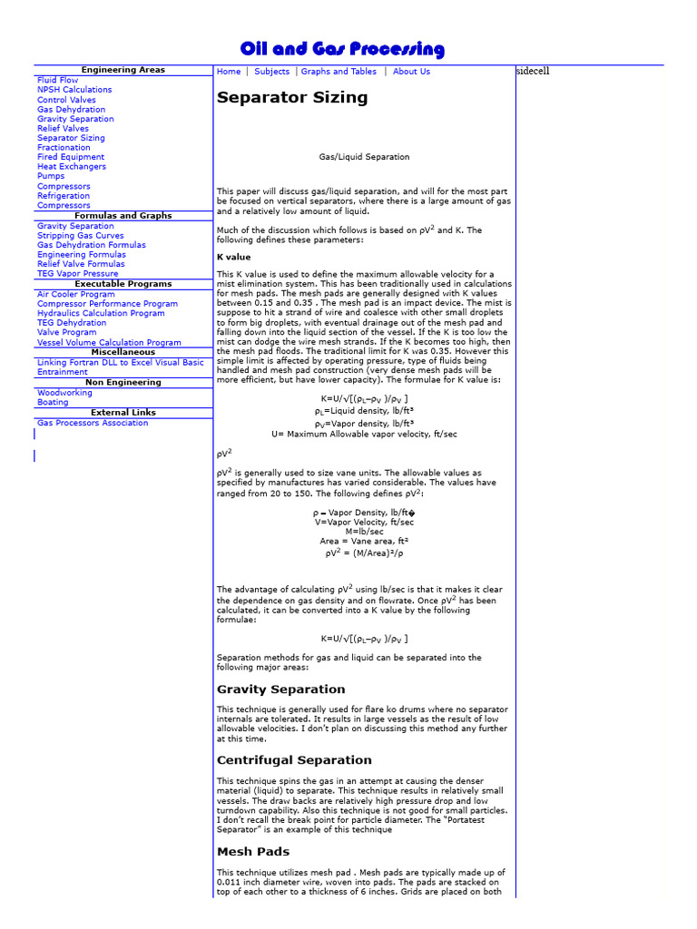 Separator Sizing | PDF | Transparent Materials | Applied And ...
