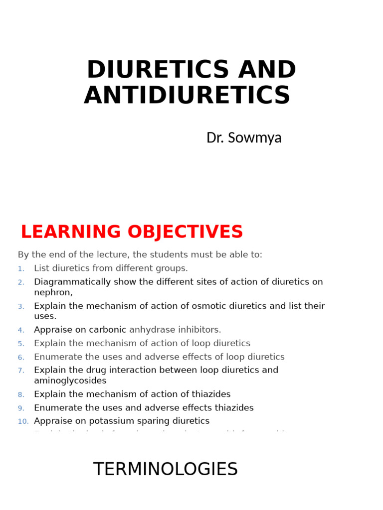 Diuretics: Types, Mechanisms, and Uses | PDF | Medical Specialties