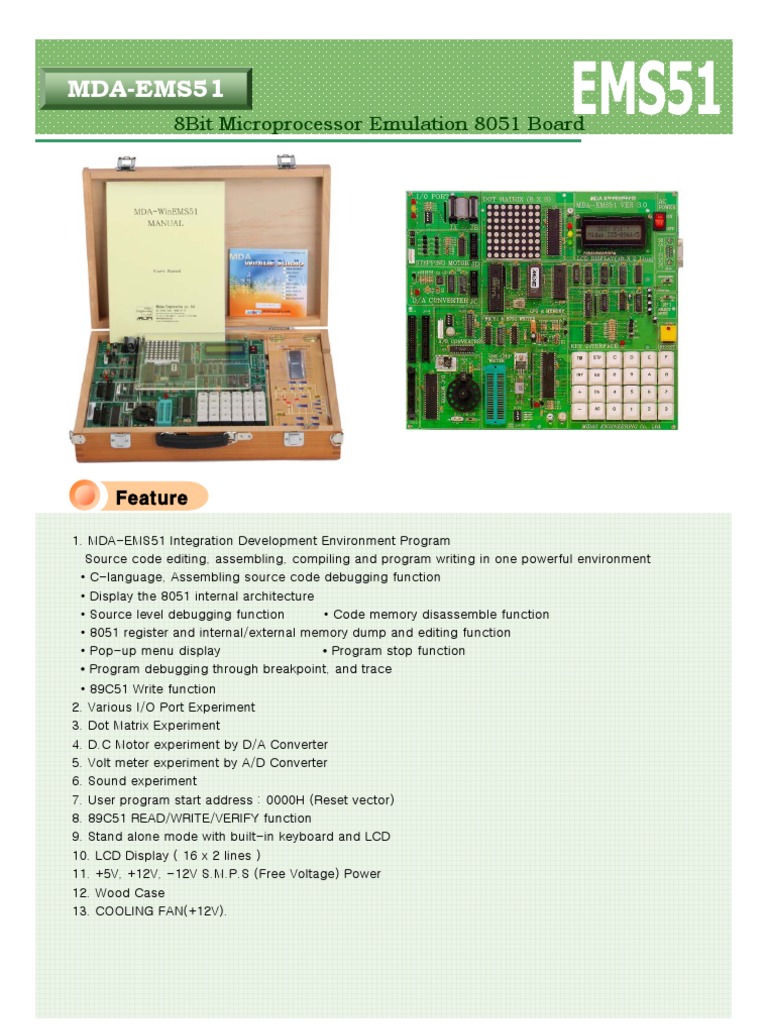 MDA-EMS51: 8bit Microprocessor Emulation 8051 Board | PDF | Emulator ...