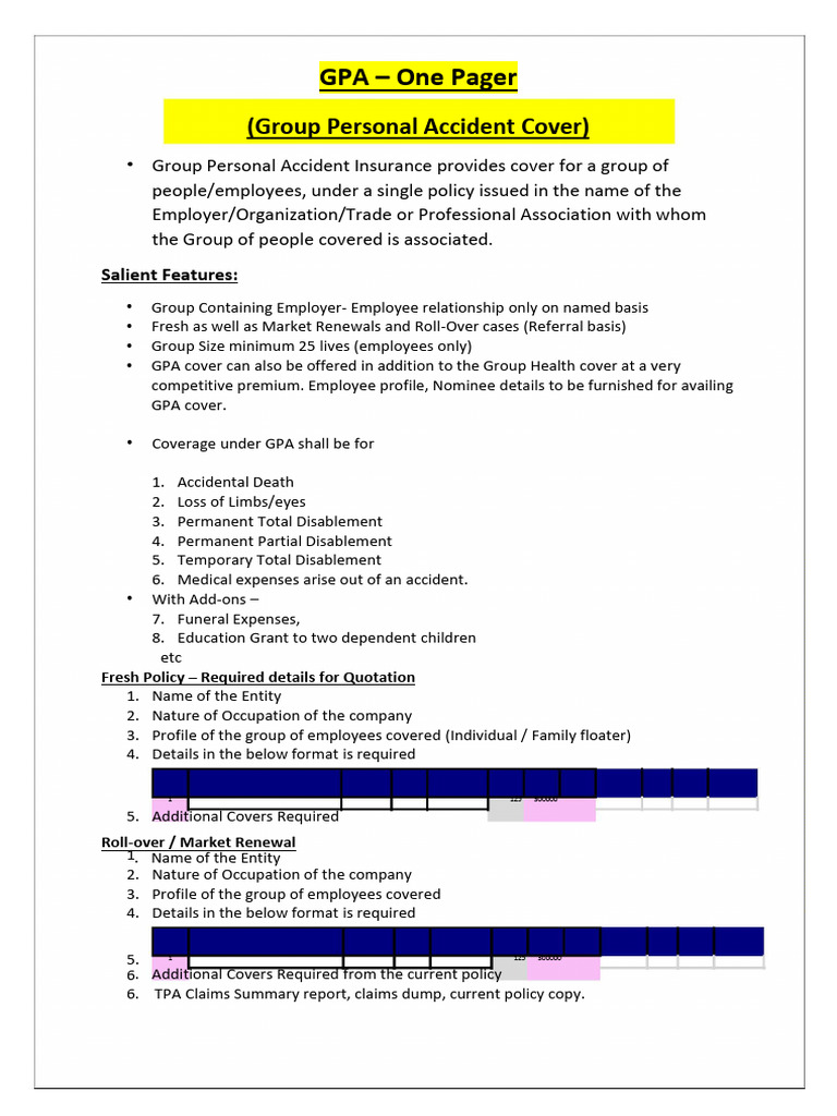 Group Personal Accident Insurance Guide | PDF