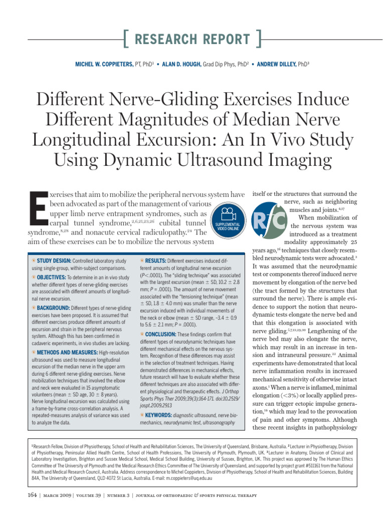 Nerve-Gliding Exercises and Median Nerve Movement | PDF | Nerve ...