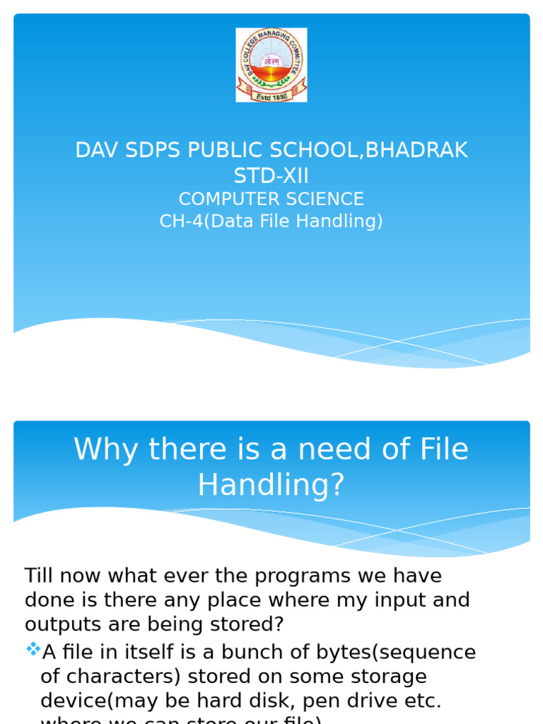 Ppt(File Handling)Part1 | PDF | Computer File | Text File